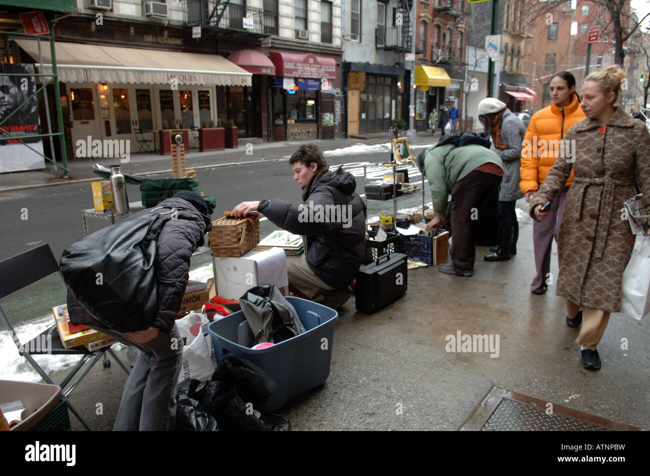 Sidewalk sale on Prince Street in the NYC neighborhood of Nolita Stock ...