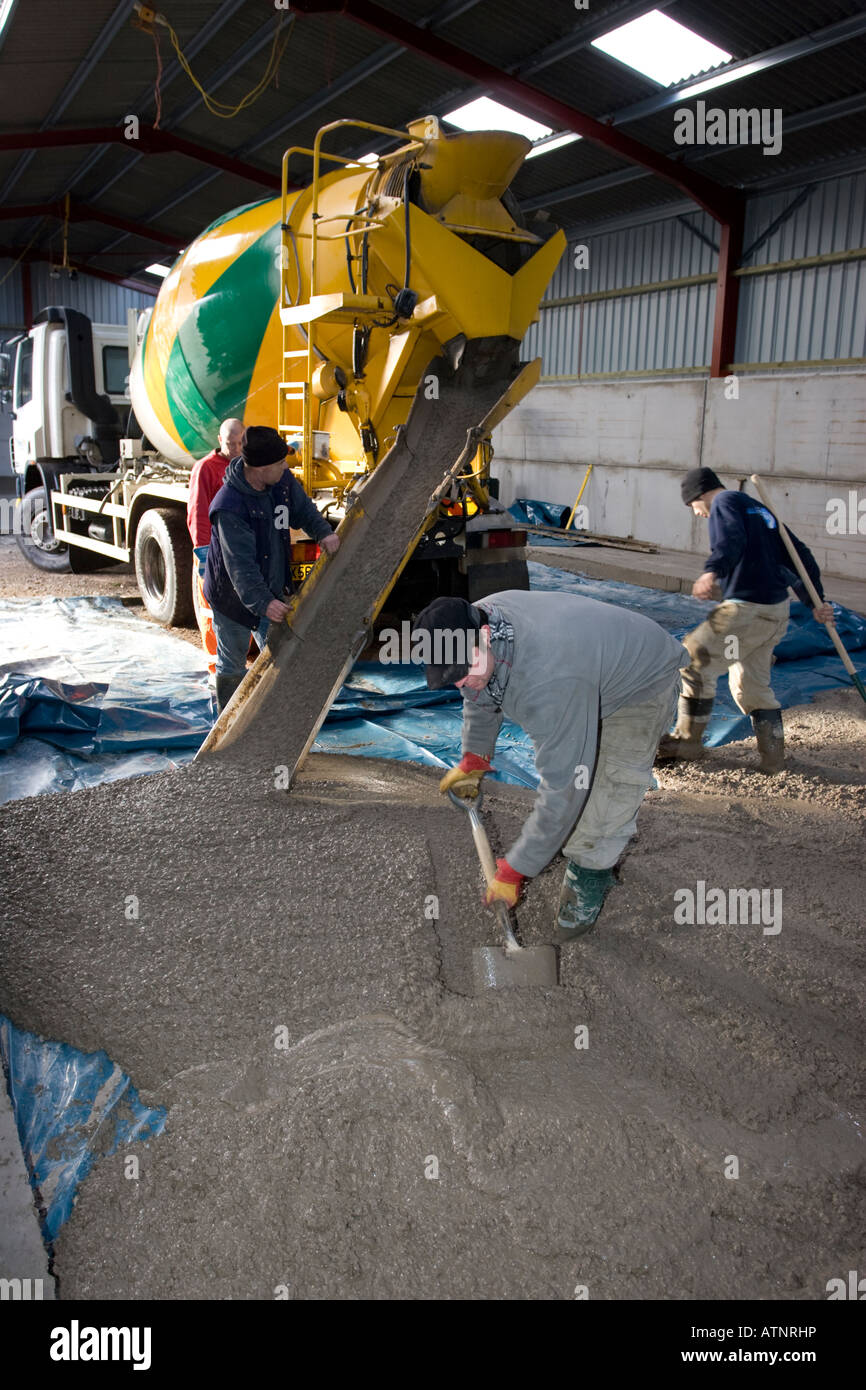 Cement lorry unloading cement for barn floor Cotswolds UK Stock Photo ...
