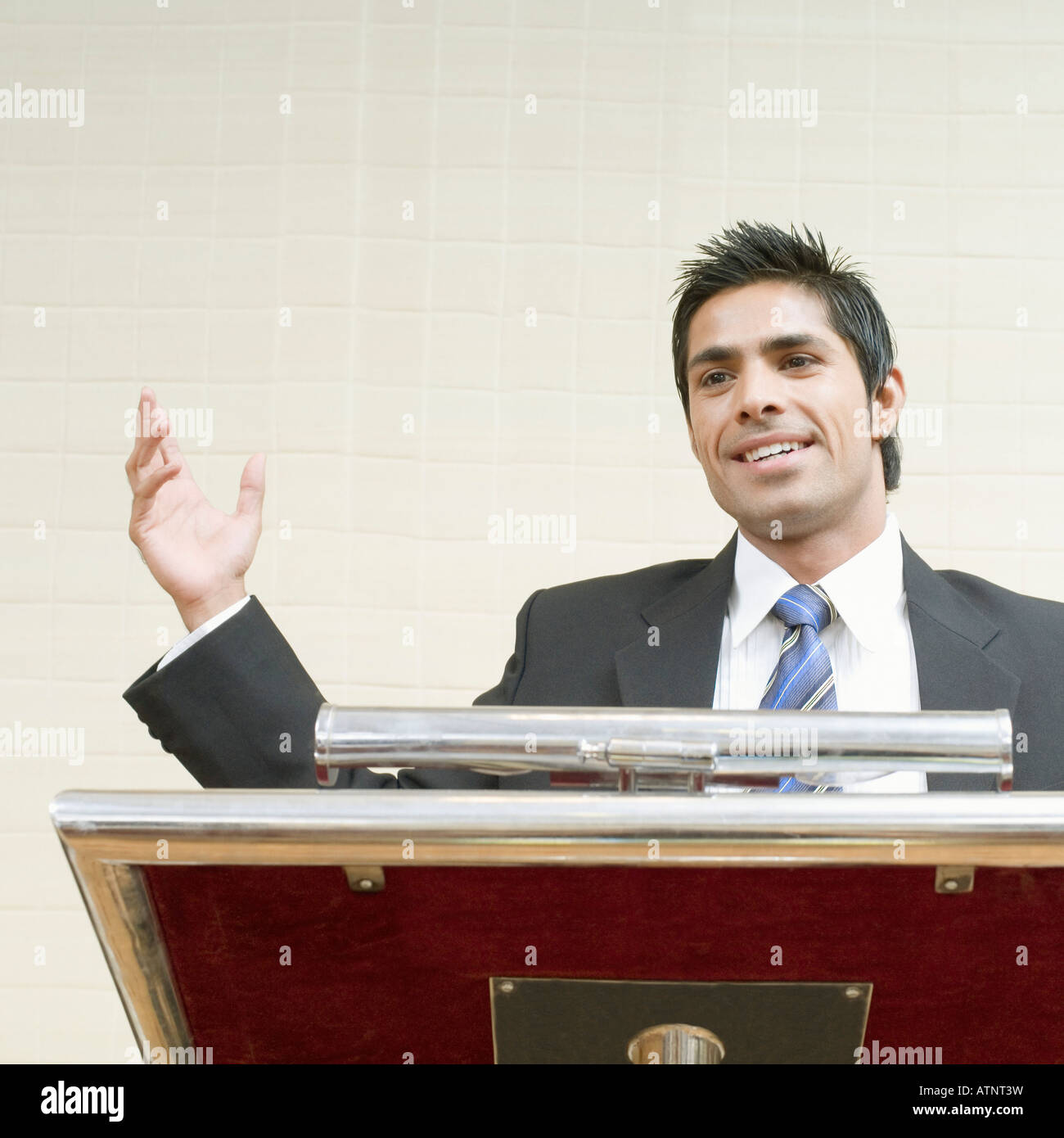 Close-up of a businessman giving a speech Stock Photo - Alamy