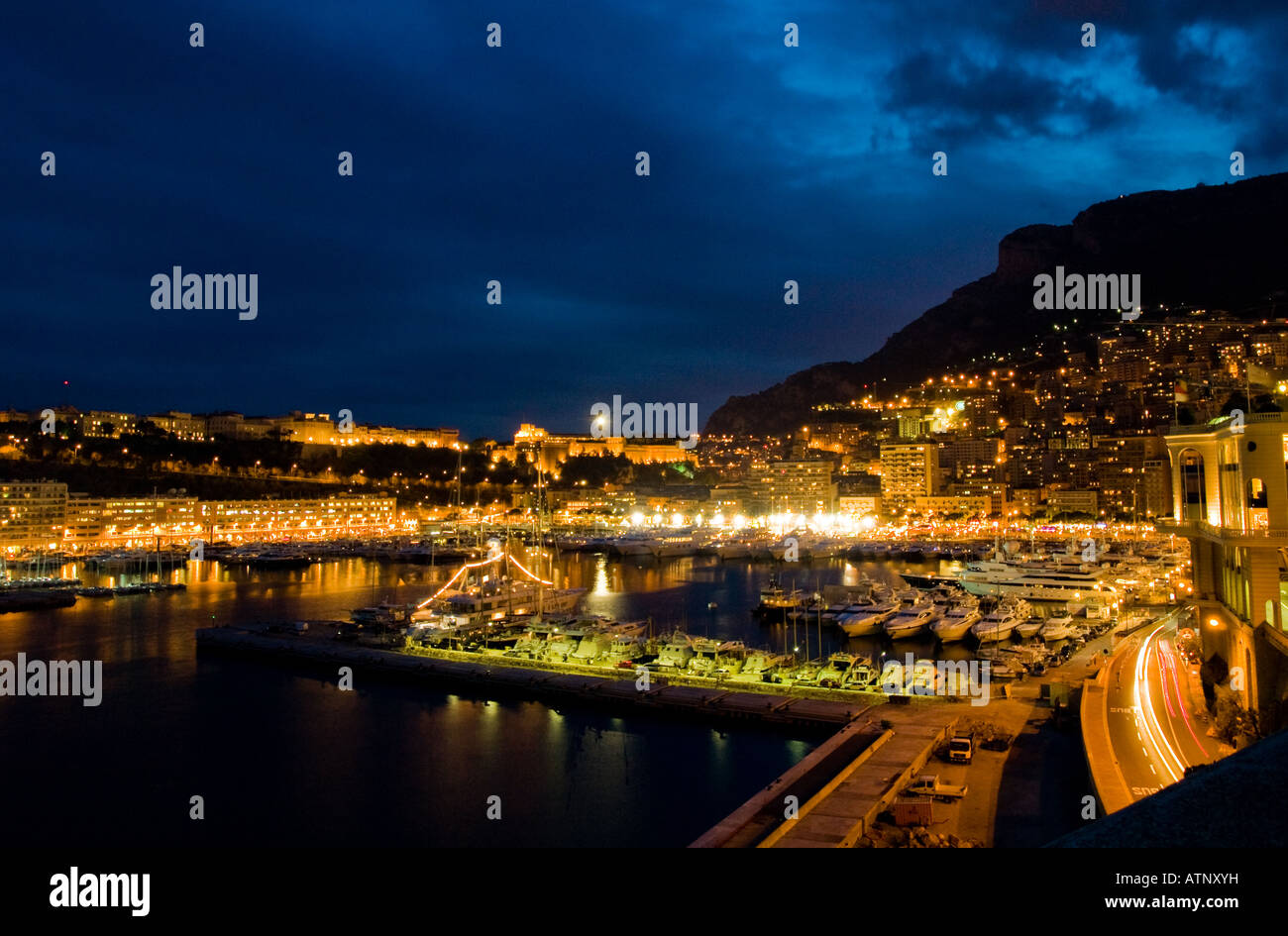 The pretty night lights of Port Hercule in Monaco Stock Photo - Alamy
