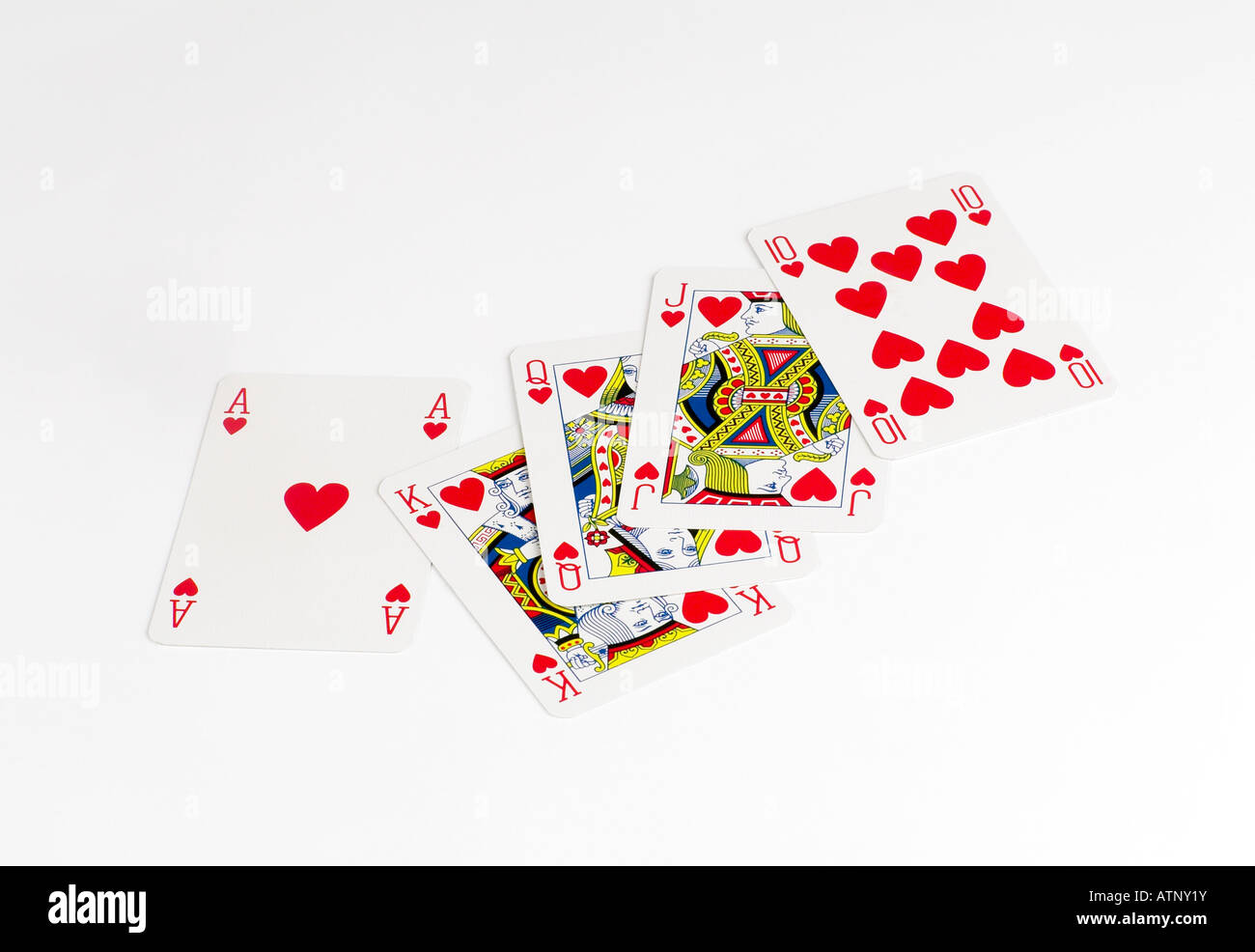 ROYAL FLUSH HAND OF PLAYING CARDS Stock Photo - Alamy