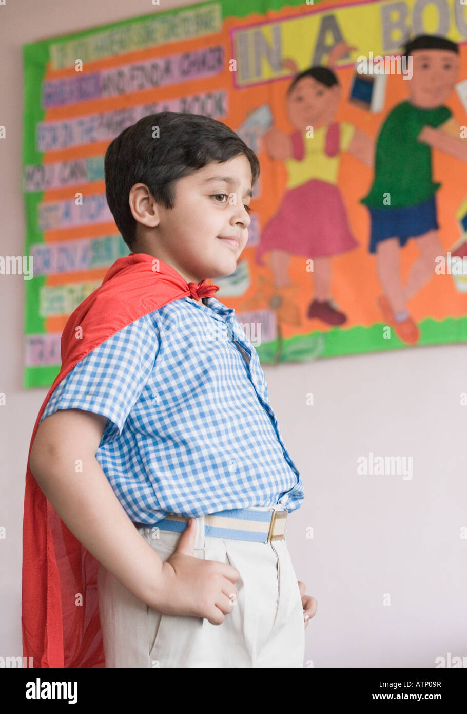 Side profile of a boy imitating to be a superhero Stock Photo - Alamy