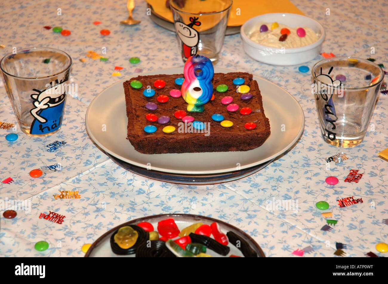 Birthday cake for eight years Stock Photo - Alamy
