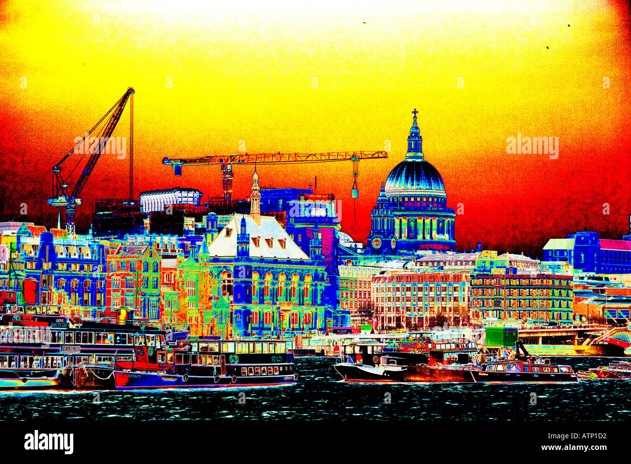 An abstract colorful view of st pauls cathedral from river Thames Stock ...