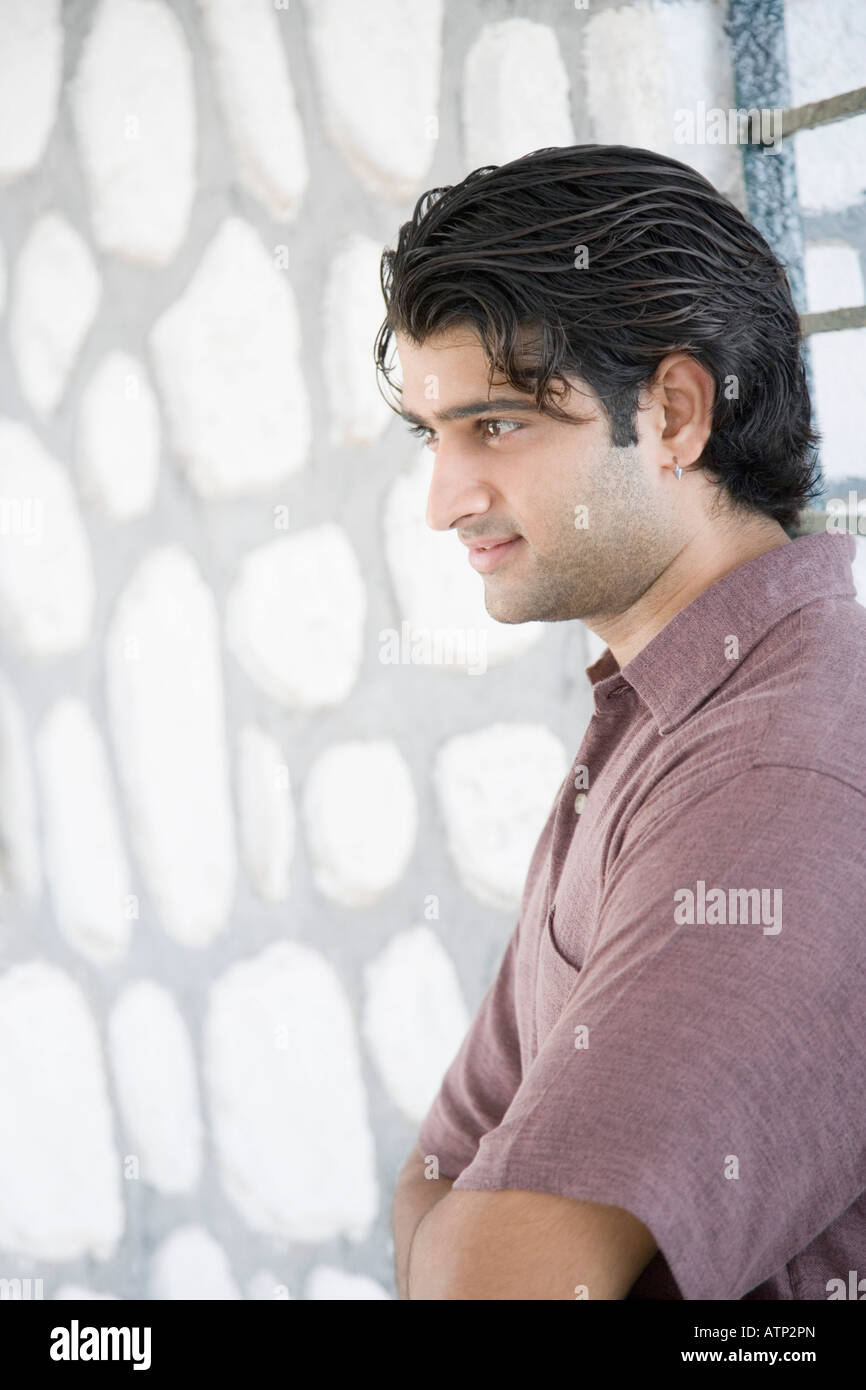 Side profile of a young man thinking Stock Photo - Alamy