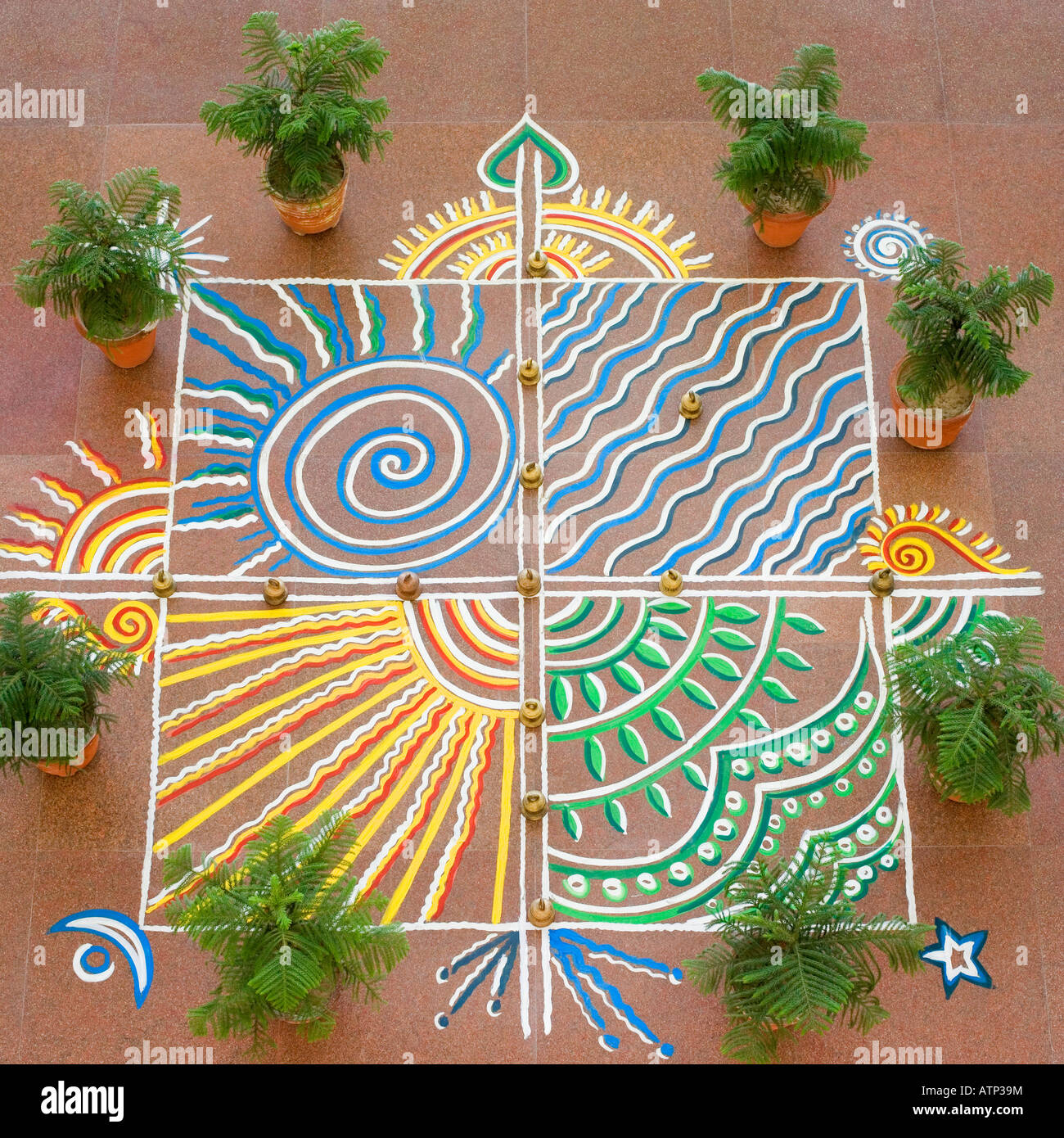 High angle view of a rangoli Stock Photo - Alamy
