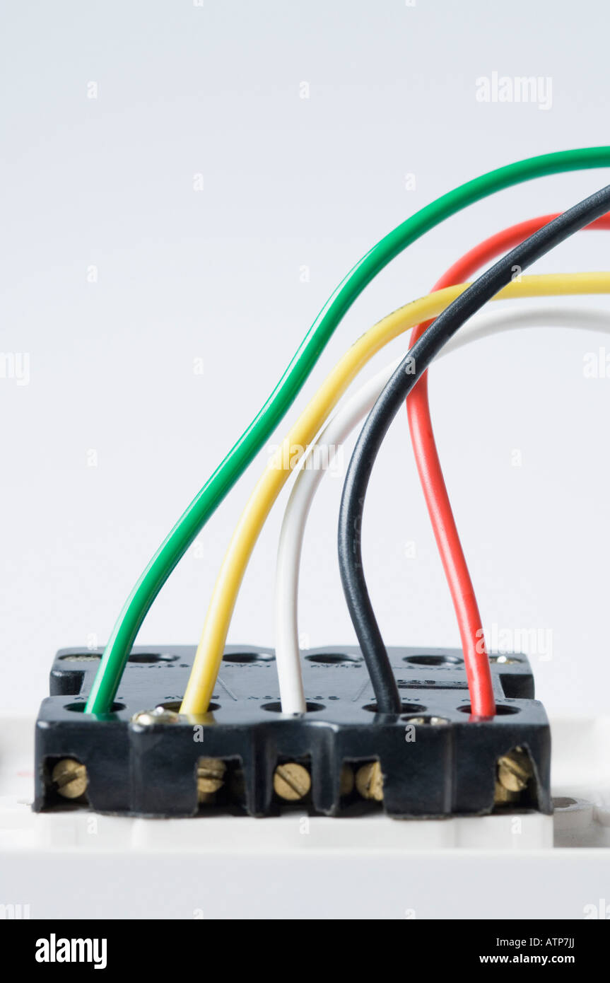 Close-up of a switchboard with a wire Stock Photo - Alamy