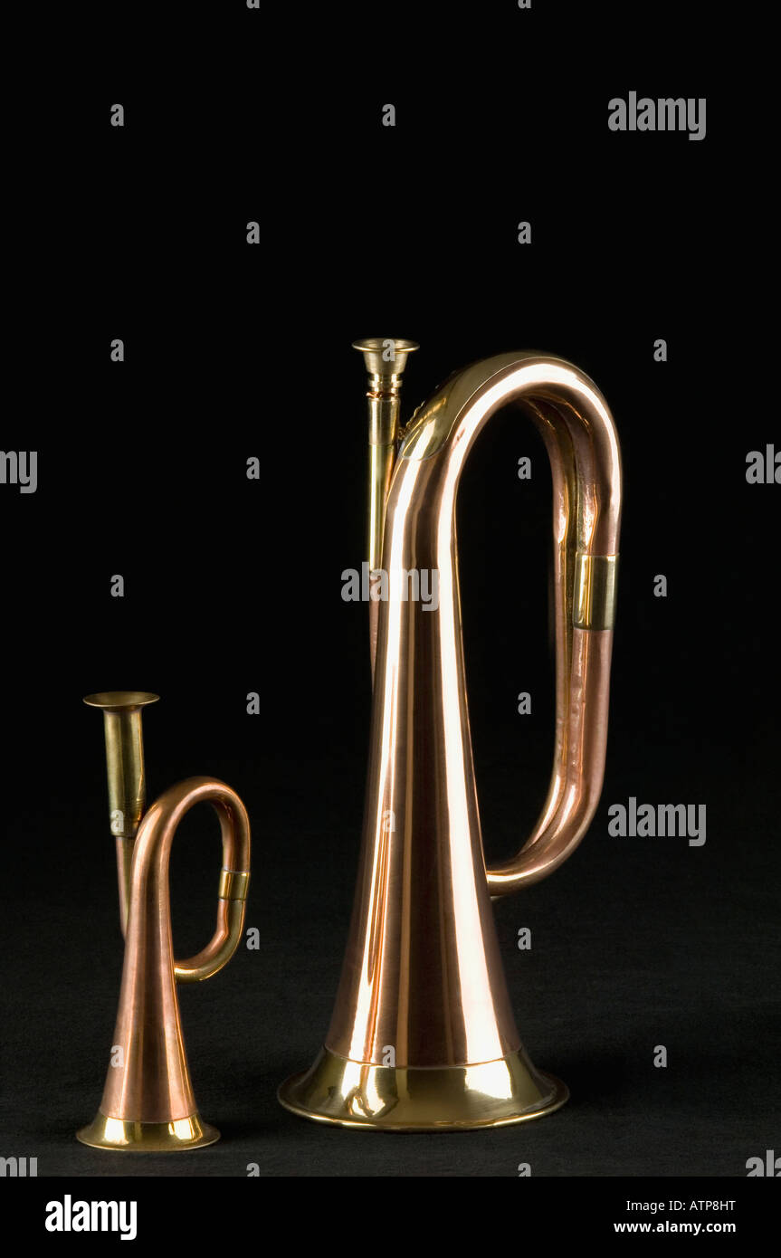 Close-up of two bugles Stock Photo - Alamy