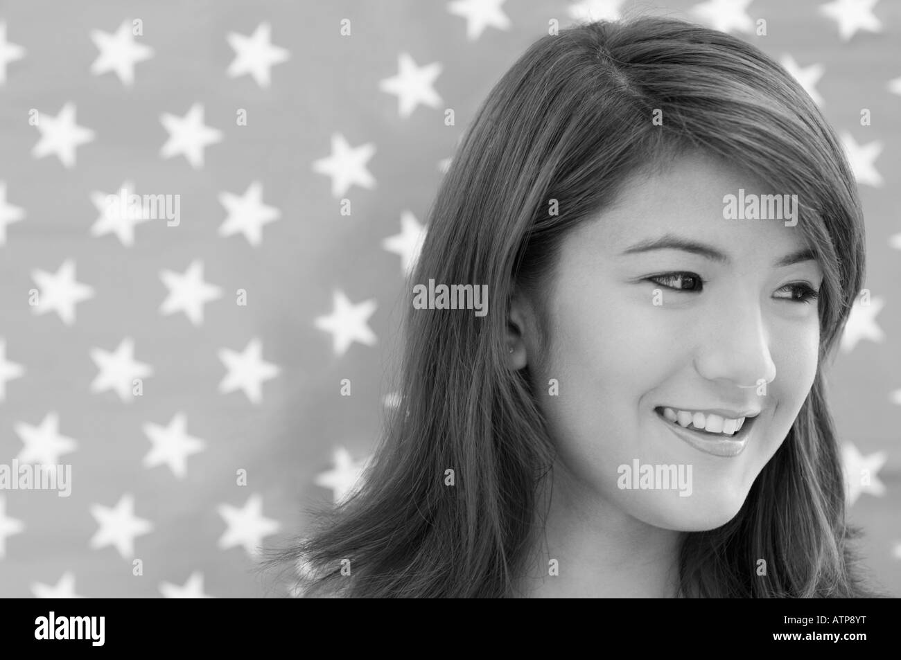 Close up on smiling woman Black and White Stock Photos & Images - Alamy