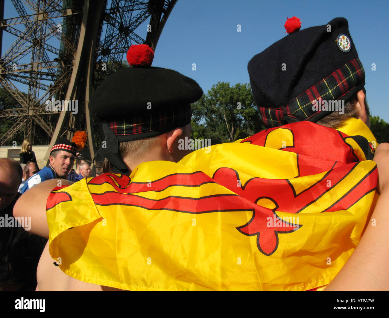 Scotish football suporters at Eiffel tower Paris France Stock Photo - Alamy