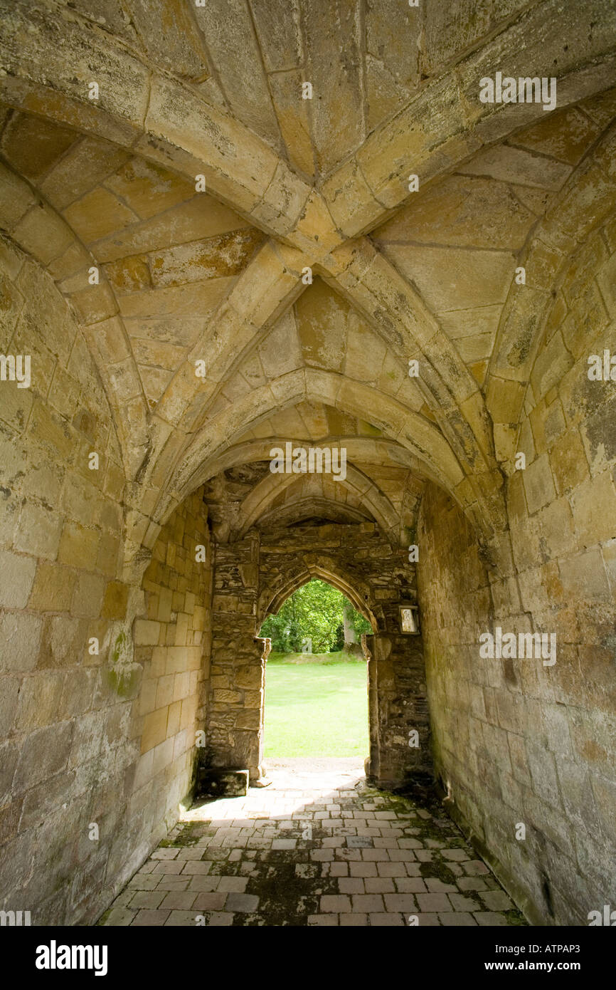 Roof of the Chapter House passage from the cloisters Valle Crucis abbey ...