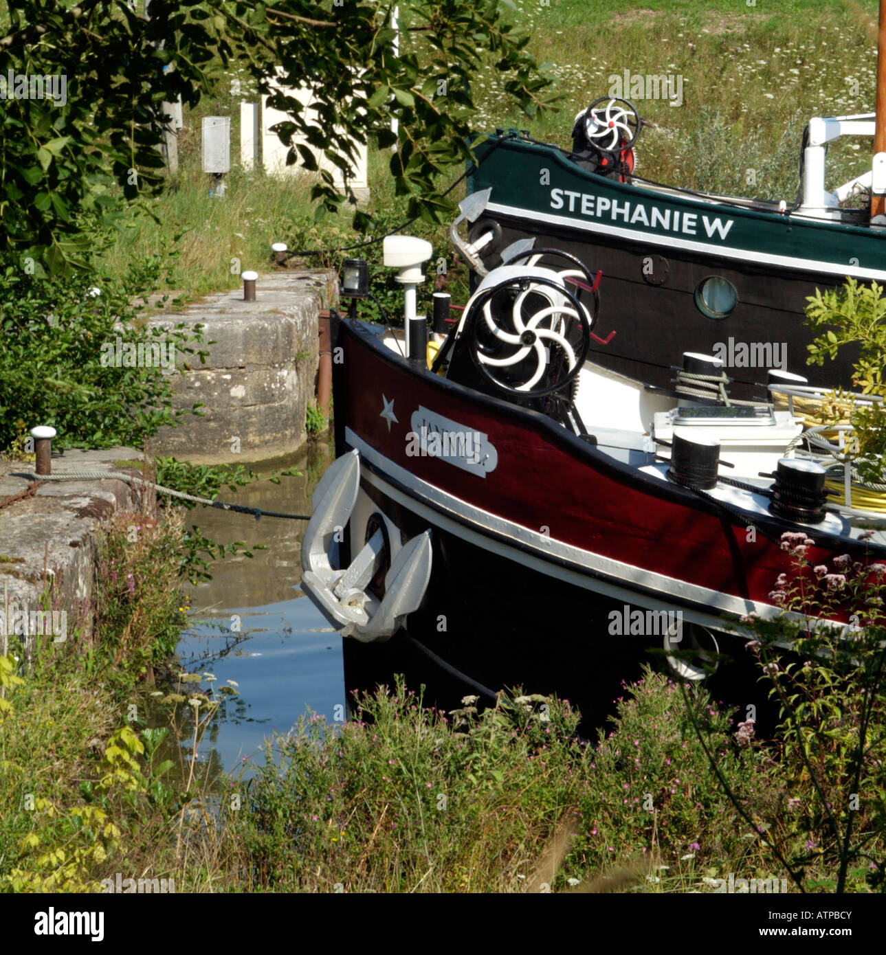 River Saone in the Cote D Or France Canal Boats at St Jean de Losne ...