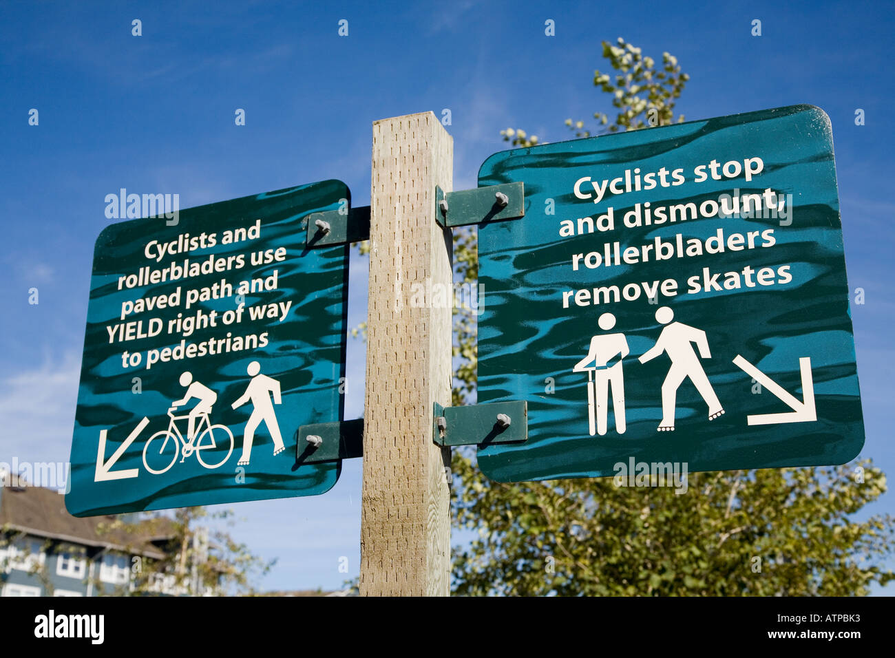 Rollerblade and cycle control signs Richmond Canada Stock Photo - Alamy