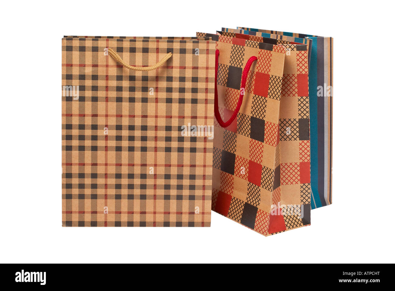 Three shopping bags isolated on white background Stock Photo - Alamy