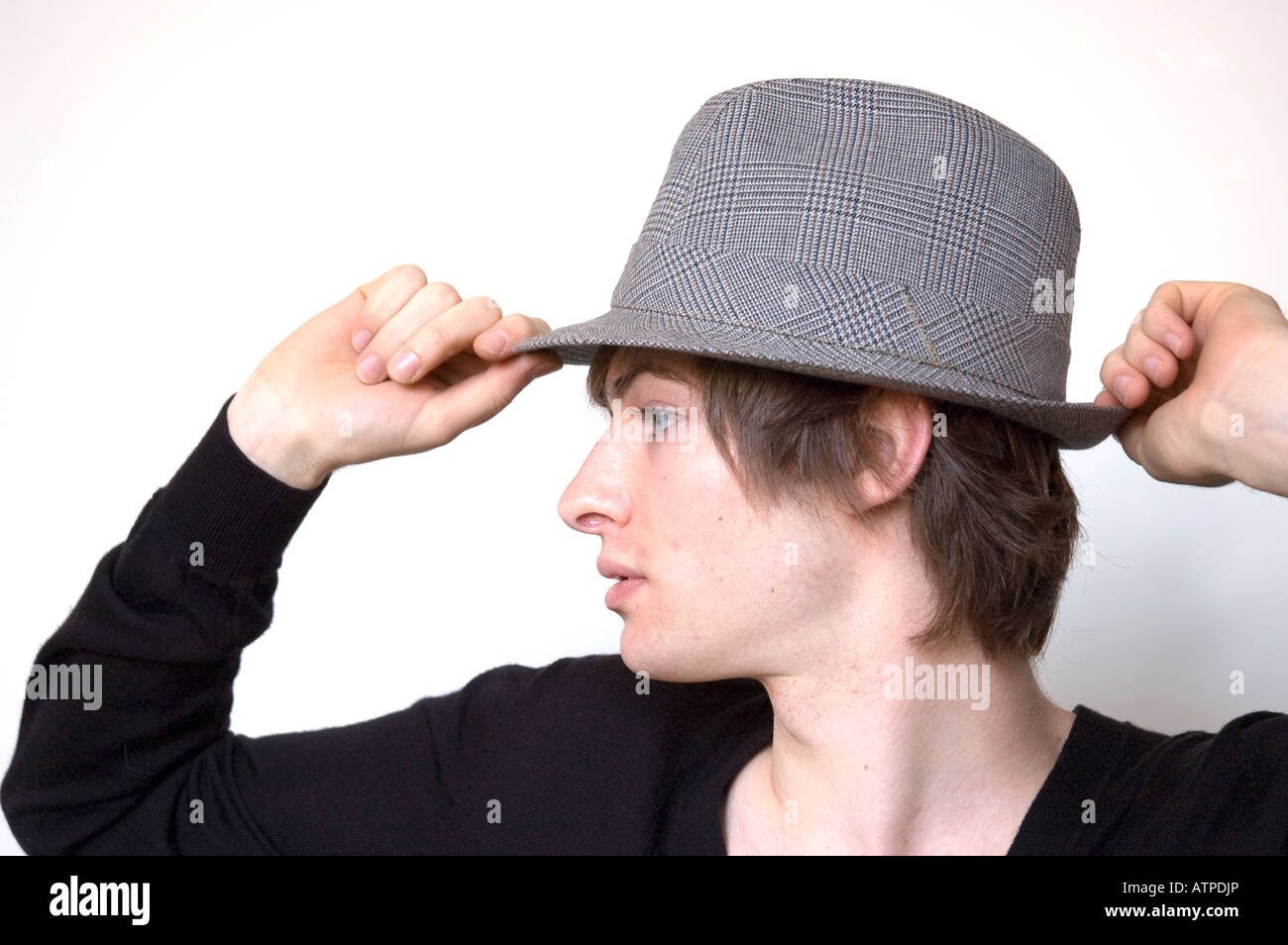 French male model posing with a classical hat Stock Photo - Alamy