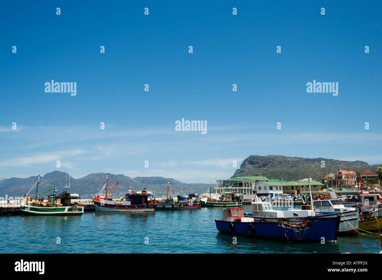 Fish Hoek harbour with fishing boats on the False Bay coast of Cape ...