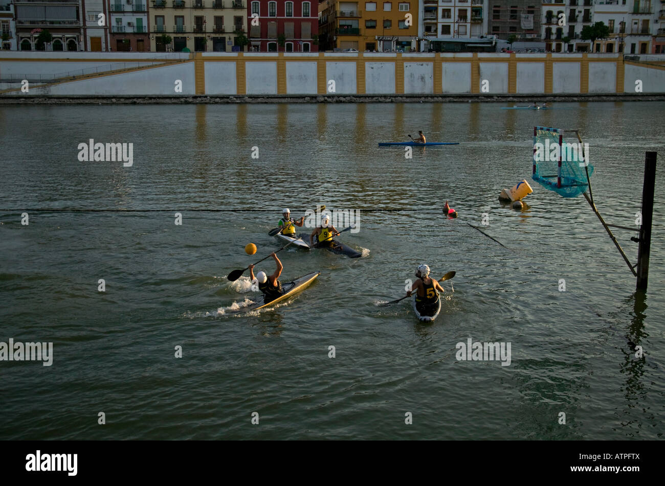 Kayak water polo, Watersports on the Guadalquivir river, Seville, Spain ...