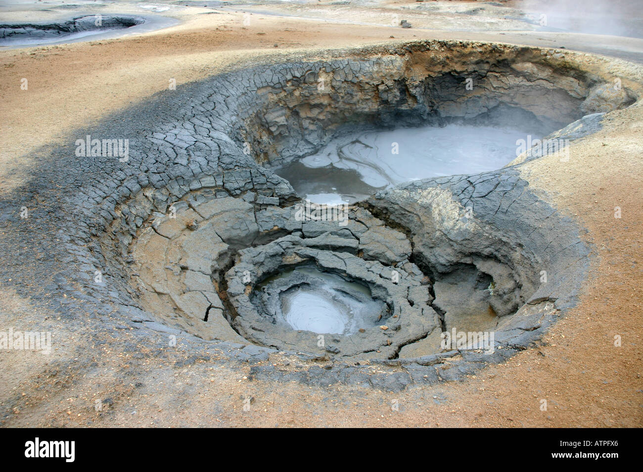 Bubbling Sulphur pool in Iceland Stock Photo - Alamy