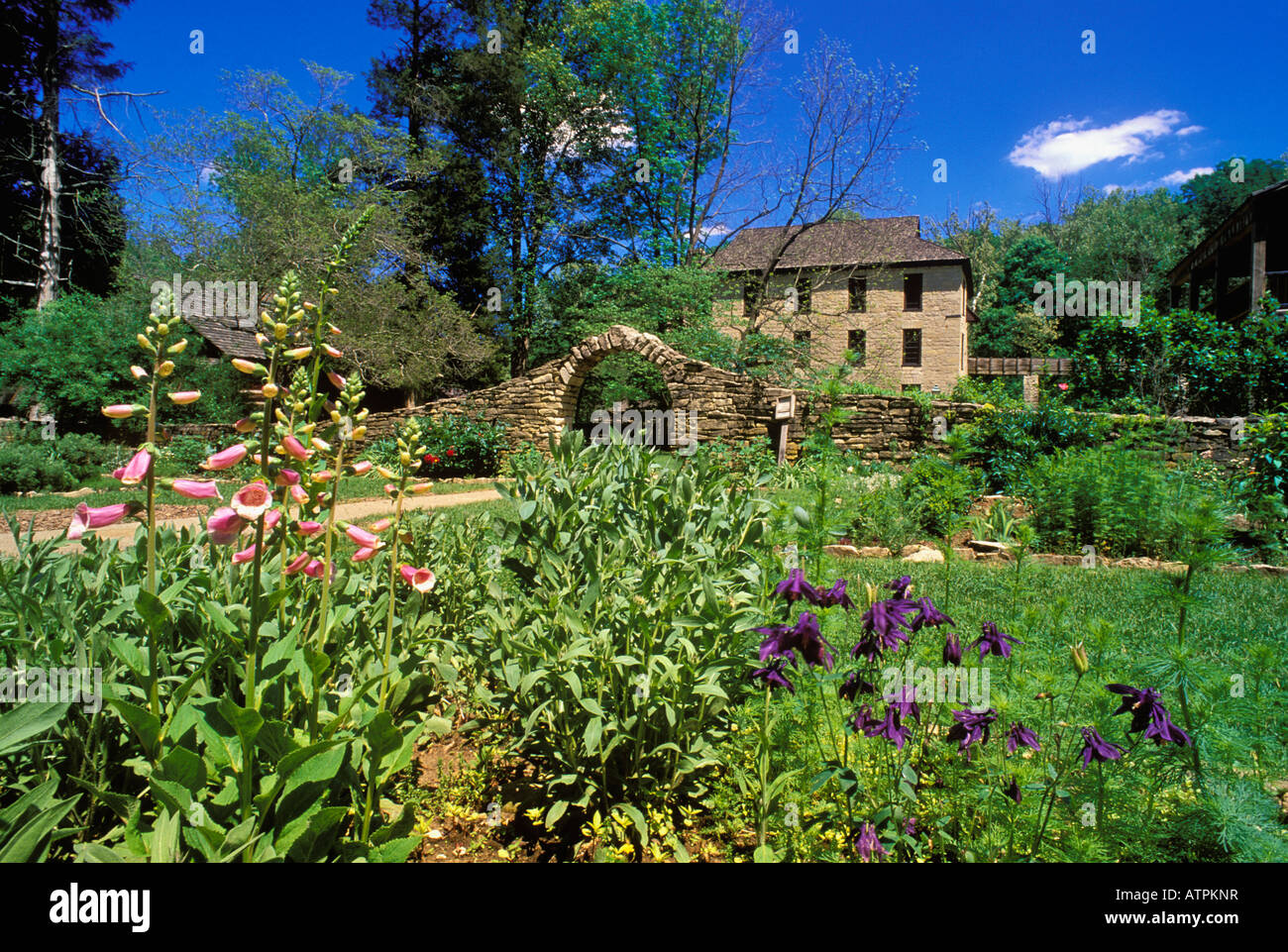 Country Garden Dry Stone Wall with Arch and Old Grist Mill Spring Mill ...