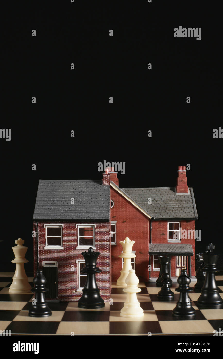 "Chess board with model houses Stock Photo - Alamy