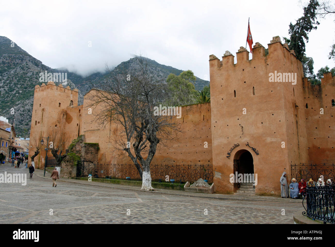The Kasbah on Place Outa el Hammam in Chefchaouen Morocco sits beneath ...