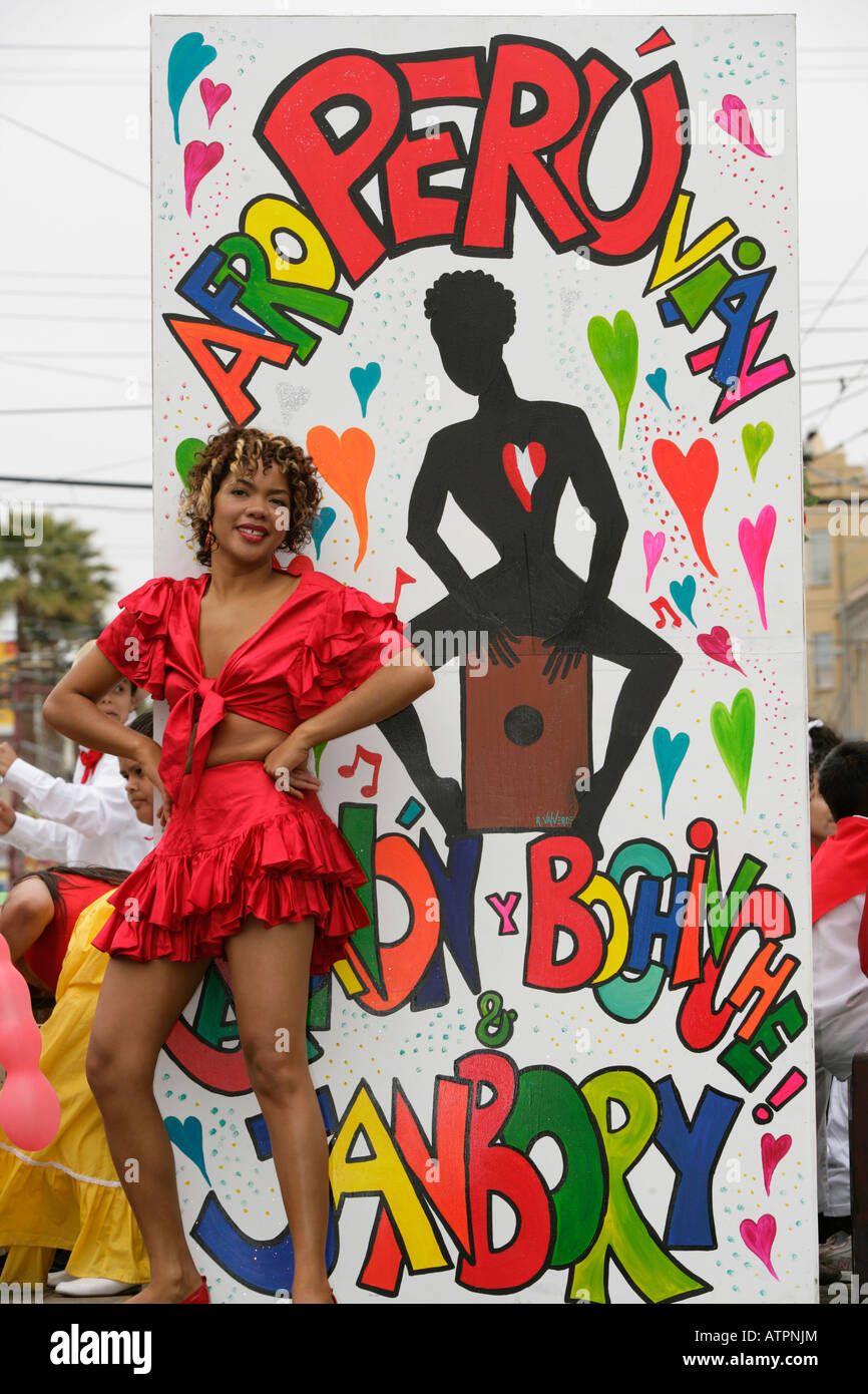 Peruvian girl at San Francisco Carnaval Parade, California, USA Stock ...