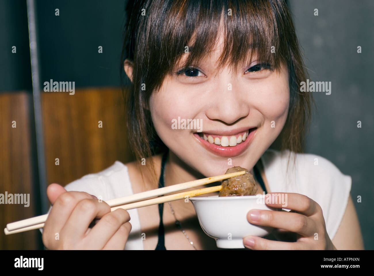 Asian Chinese Young Woman Eating Lunch, Taiwan, China Stock Photo - Alamy