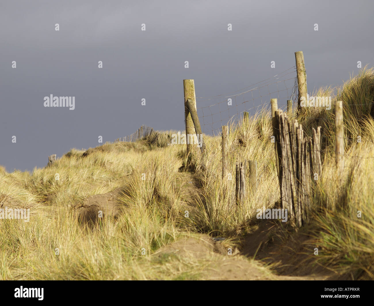 Northam Burrows Devon U K with stormy black sky Stock Photo - Alamy
