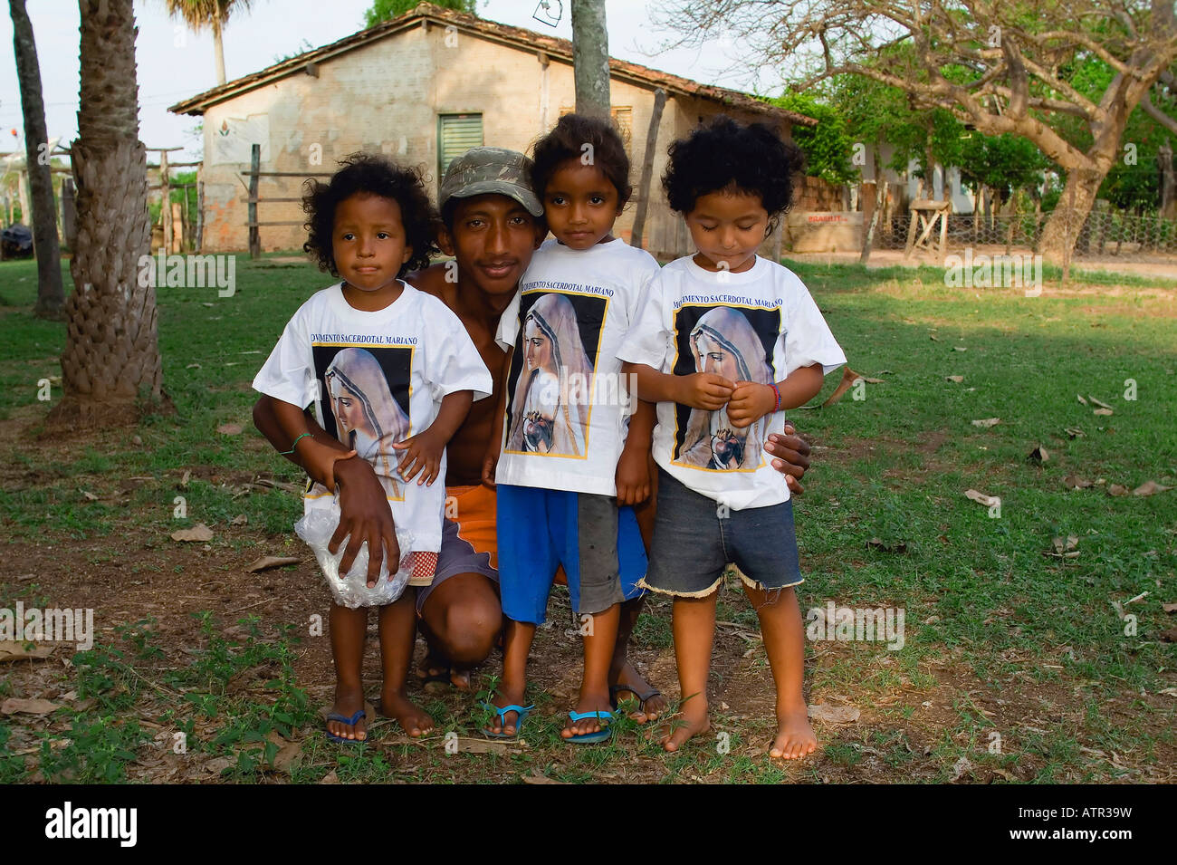Man and children Stock Photo - Alamy