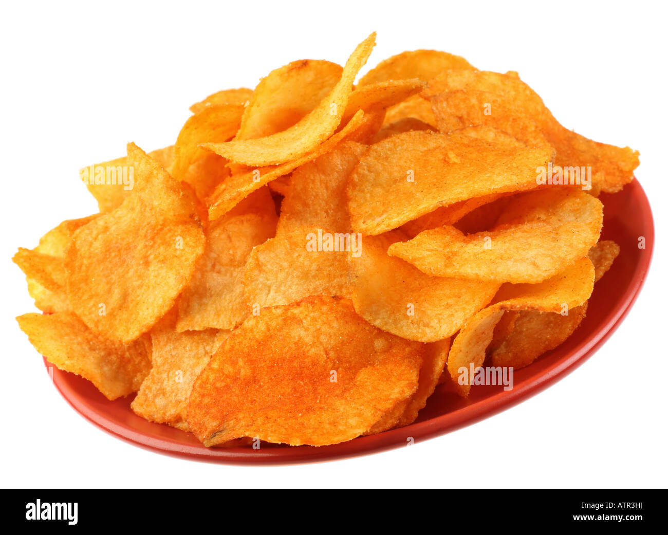 Potato salt chips isolated on white background Stock Photo - Alamy