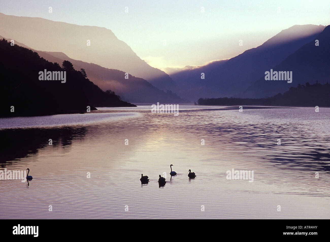 llyn lake padarn near llanberis snowdonia national park early morning ...