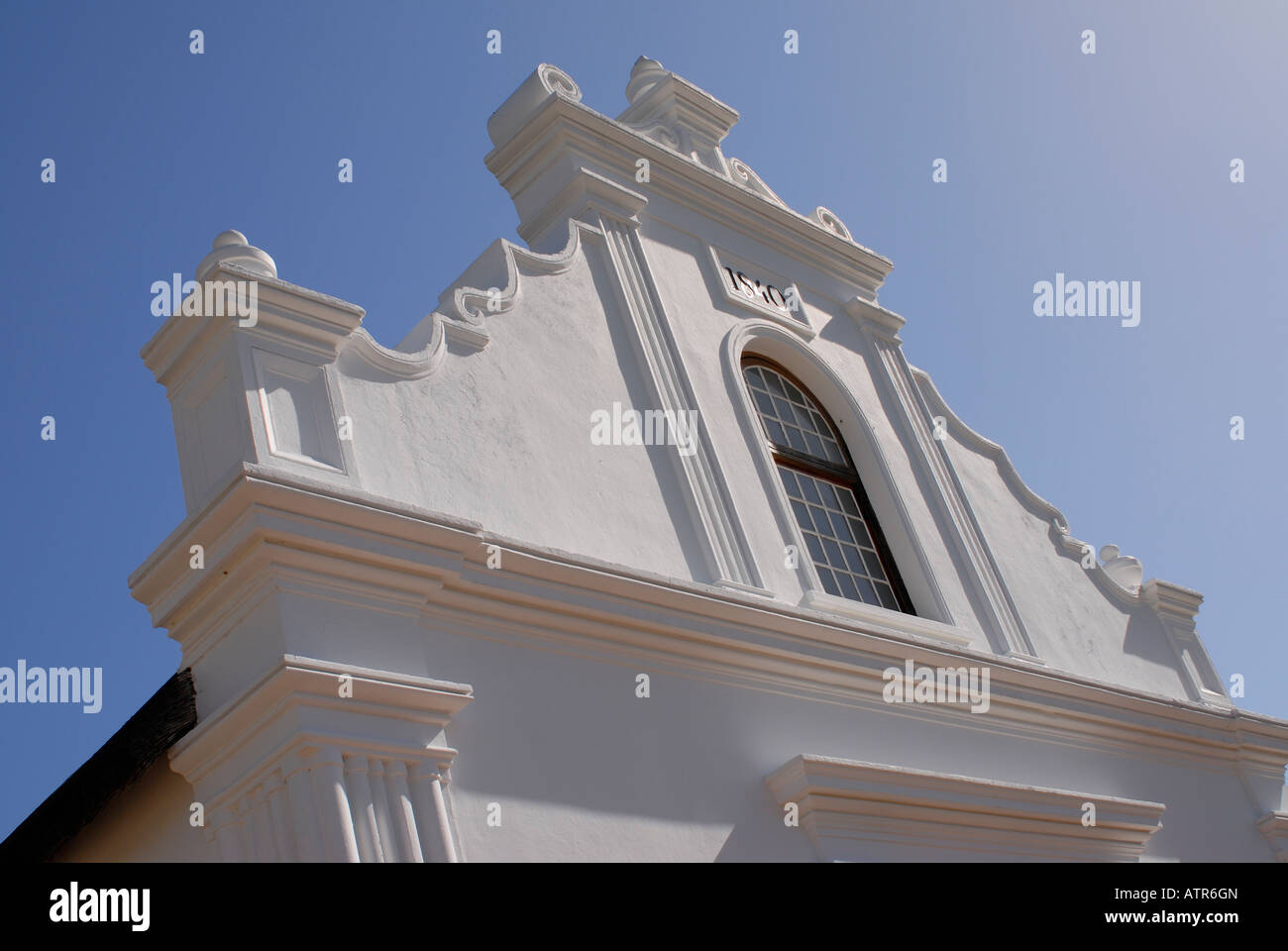 The white painted facade of the Rynse Kerk the Rhenish Church with the ...