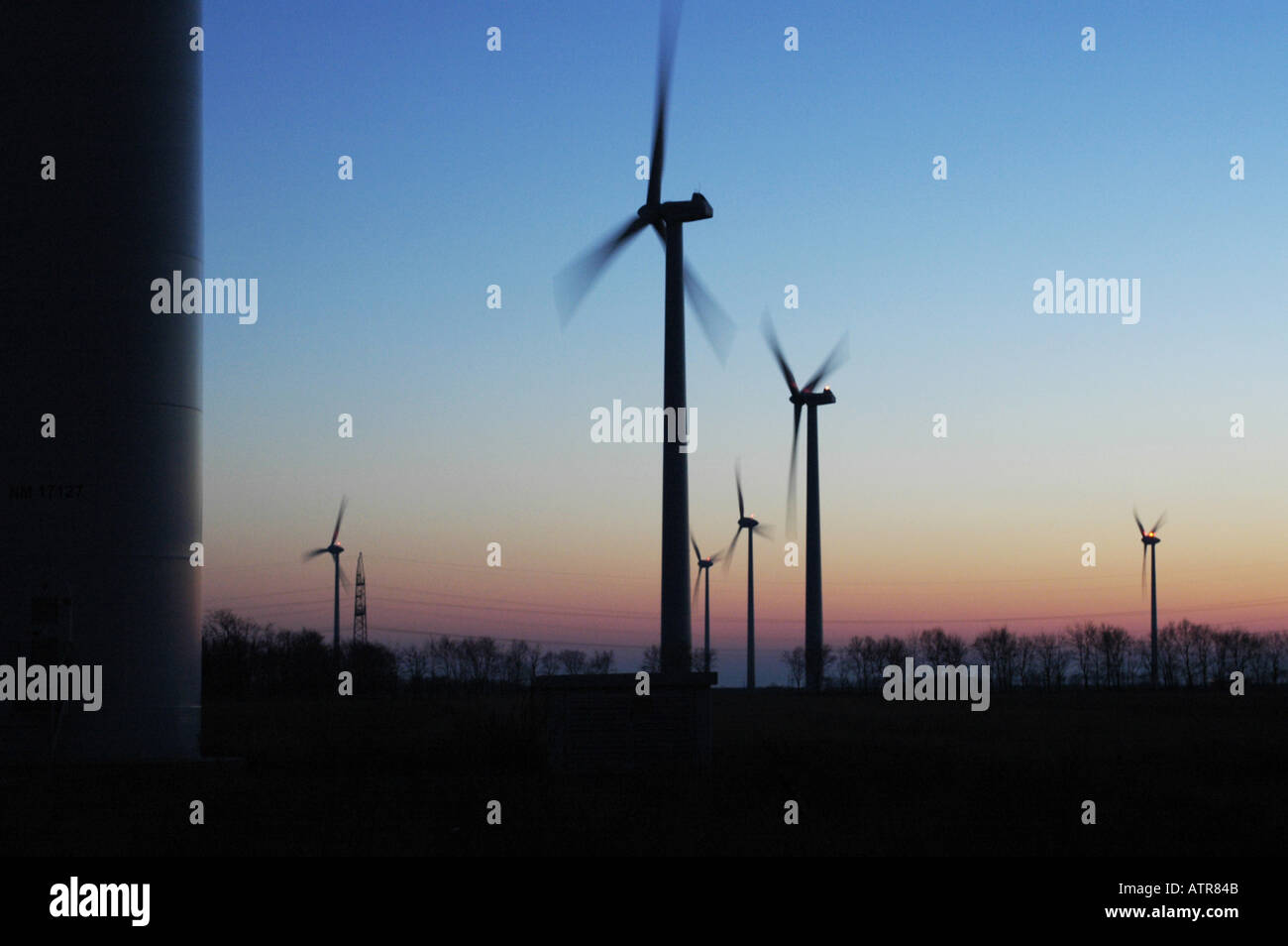 wind energy plant near Parndorf, wind turbine, sunset Stock Photo - Alamy