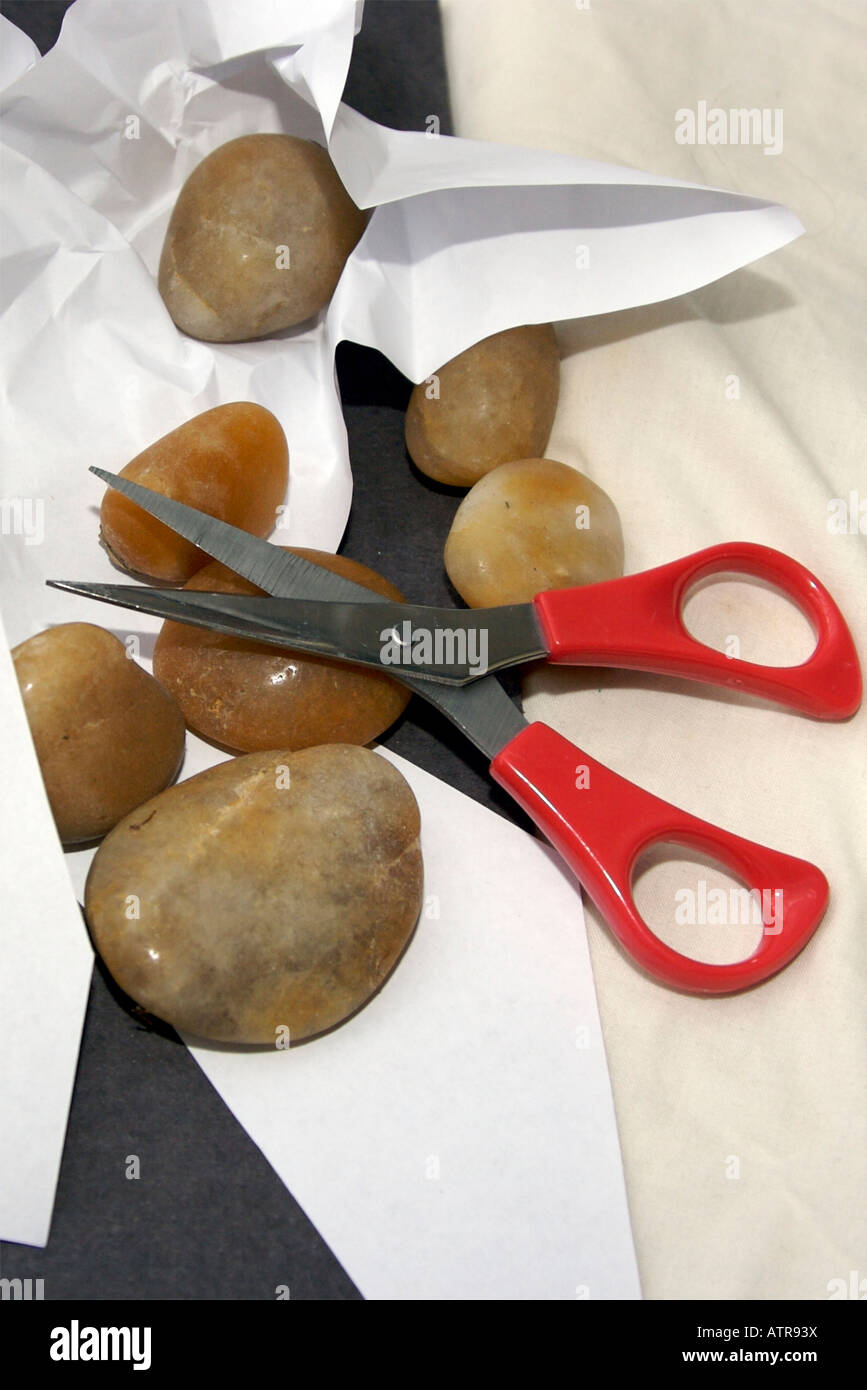 Scissors Paper Stone Childs Game Stock Photo - Alamy