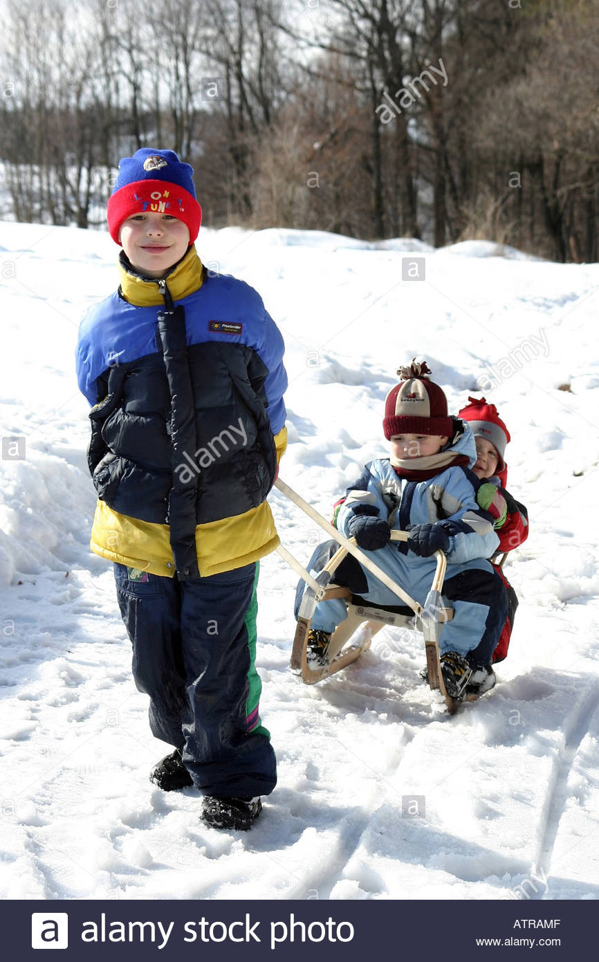 Children with sledge Stock Photo, Royalty Free Image: 9358030 - Alamy