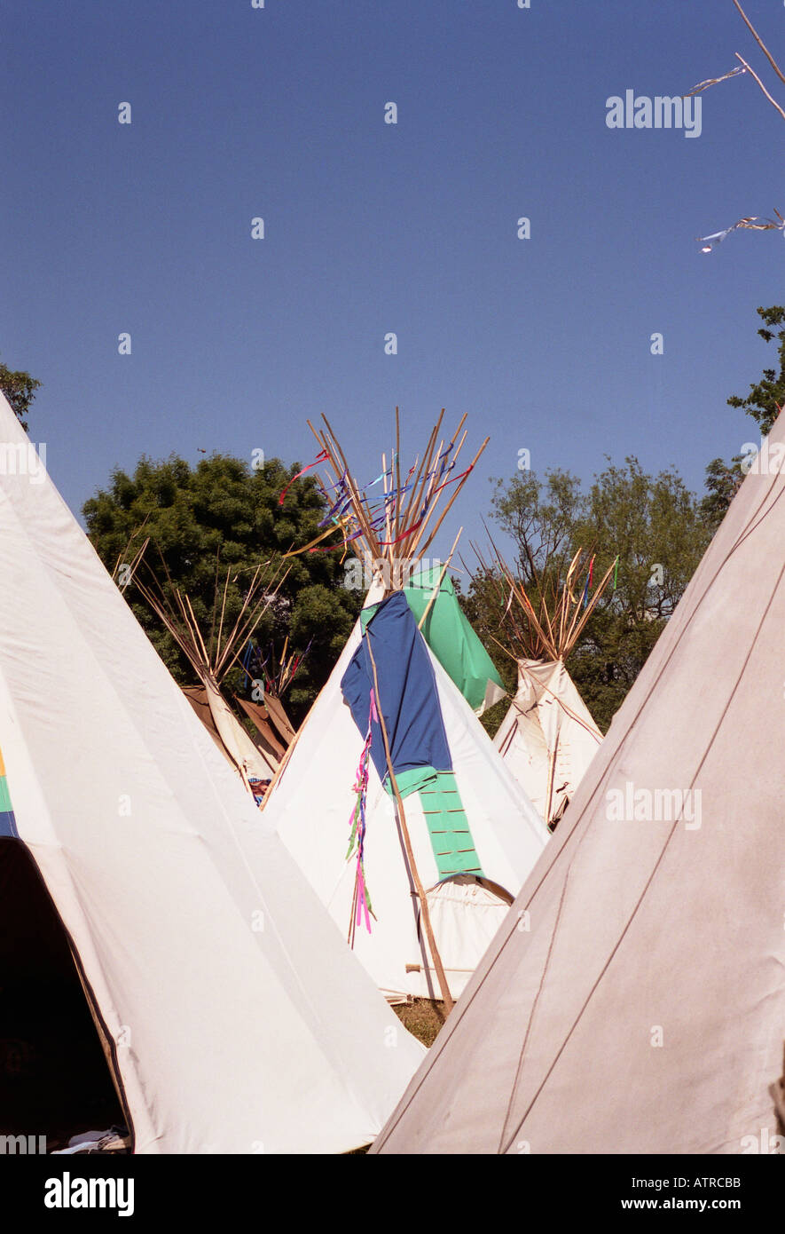 The teepee field Glastonbury Festival 2004 Stock Photo - Alamy