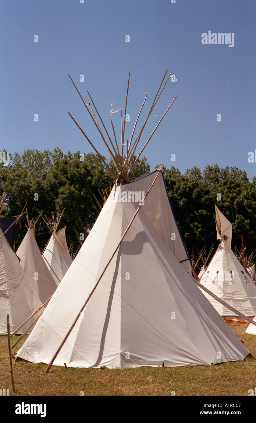 The teepee field Glastonbury Festival 2004 Stock Photo - Alamy