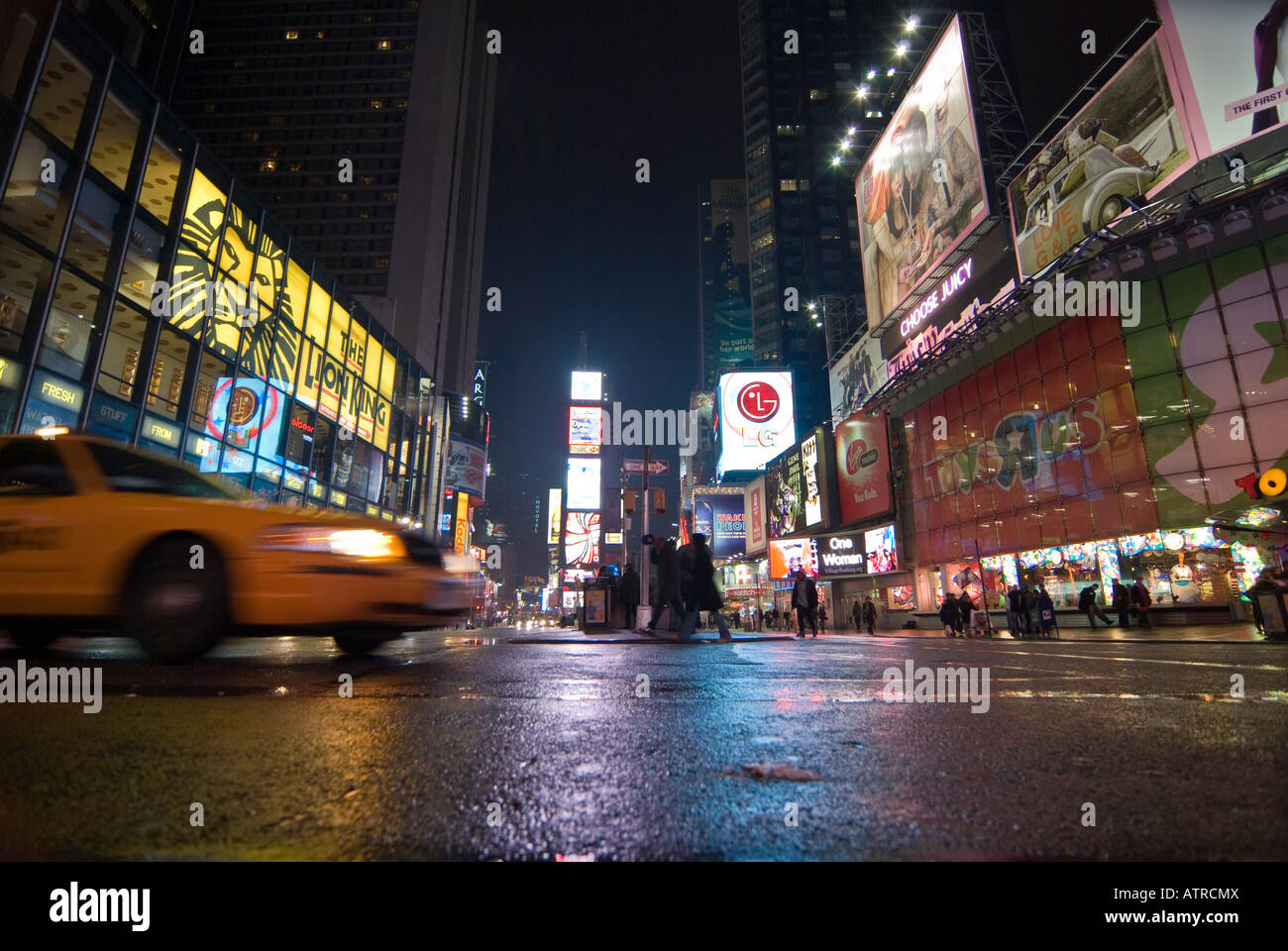 Times Square Rain Night Stock Photos & Times Square Rain Night Stock ...