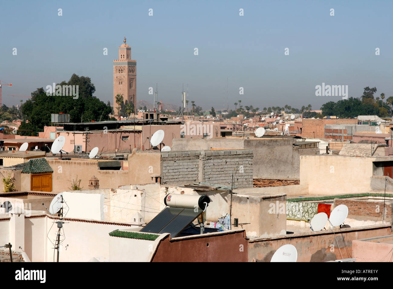 The Marrakesh skyline viewed from the terrace of the El Badi Palace ...