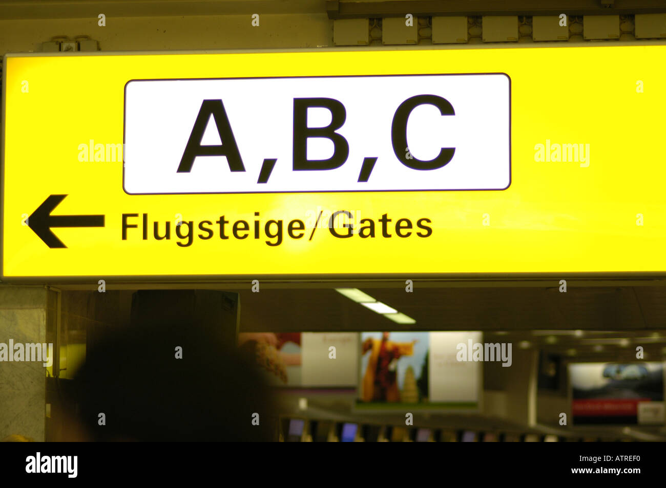 International Airport Vienna at Wien Schwechat, sign, gates, A,B,C ...