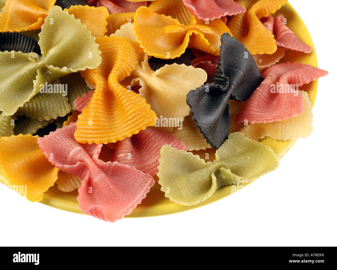 Color pasta detail isolated on white background Stock Photo - Alamy