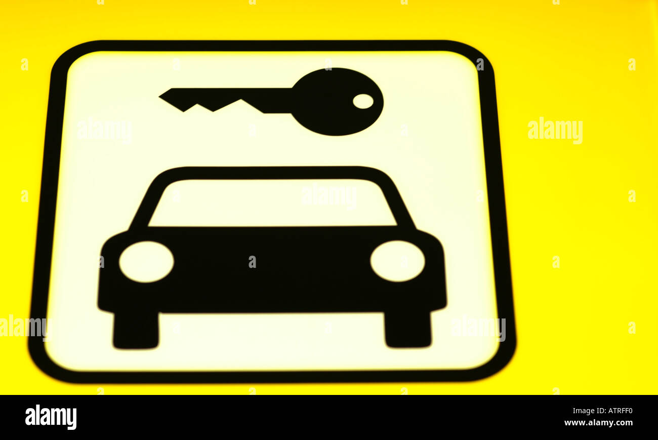 Sign, car rental, key Stock Photo - Alamy