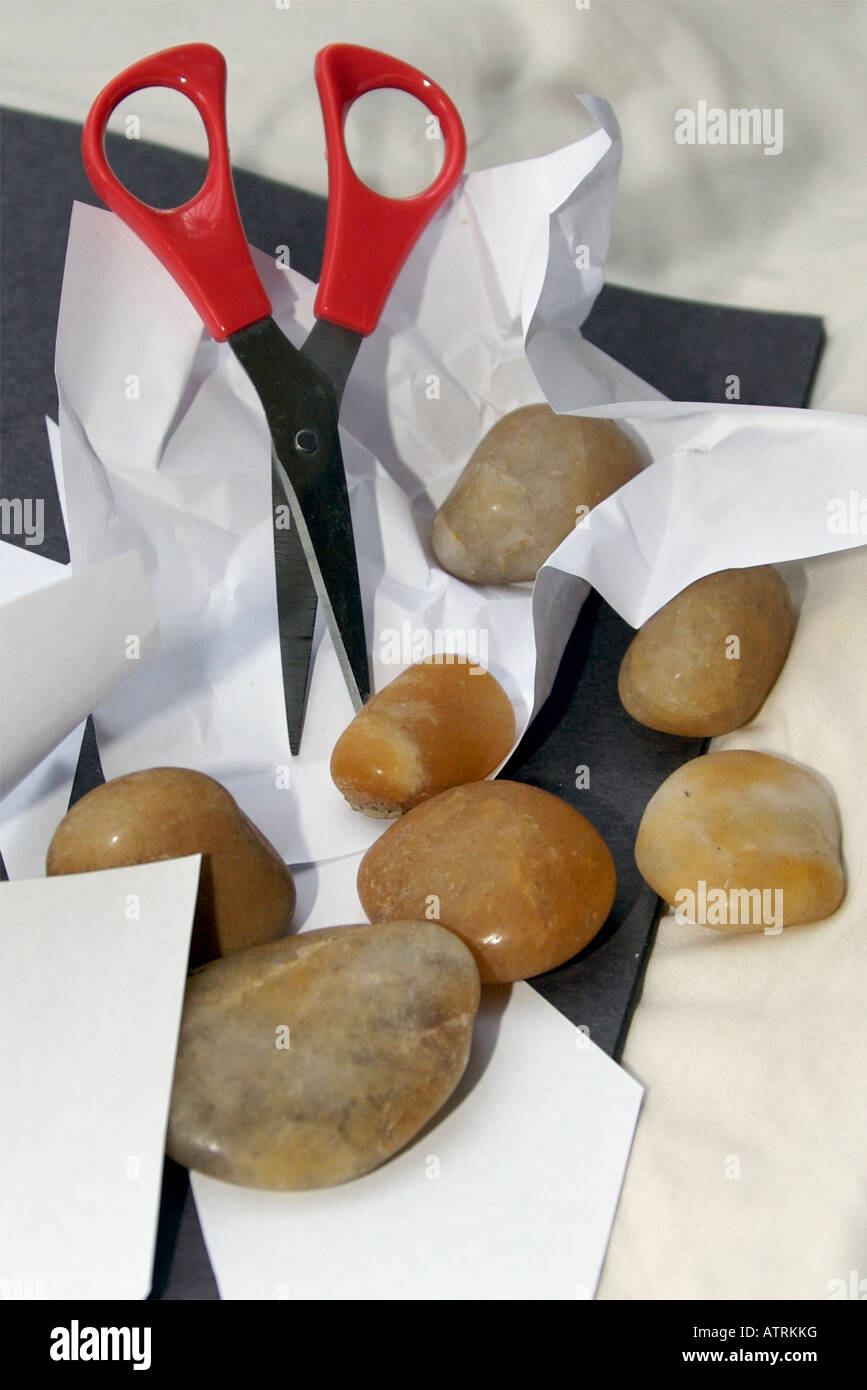 Scissors Paper Stone Childs Game Stock Photo - Alamy