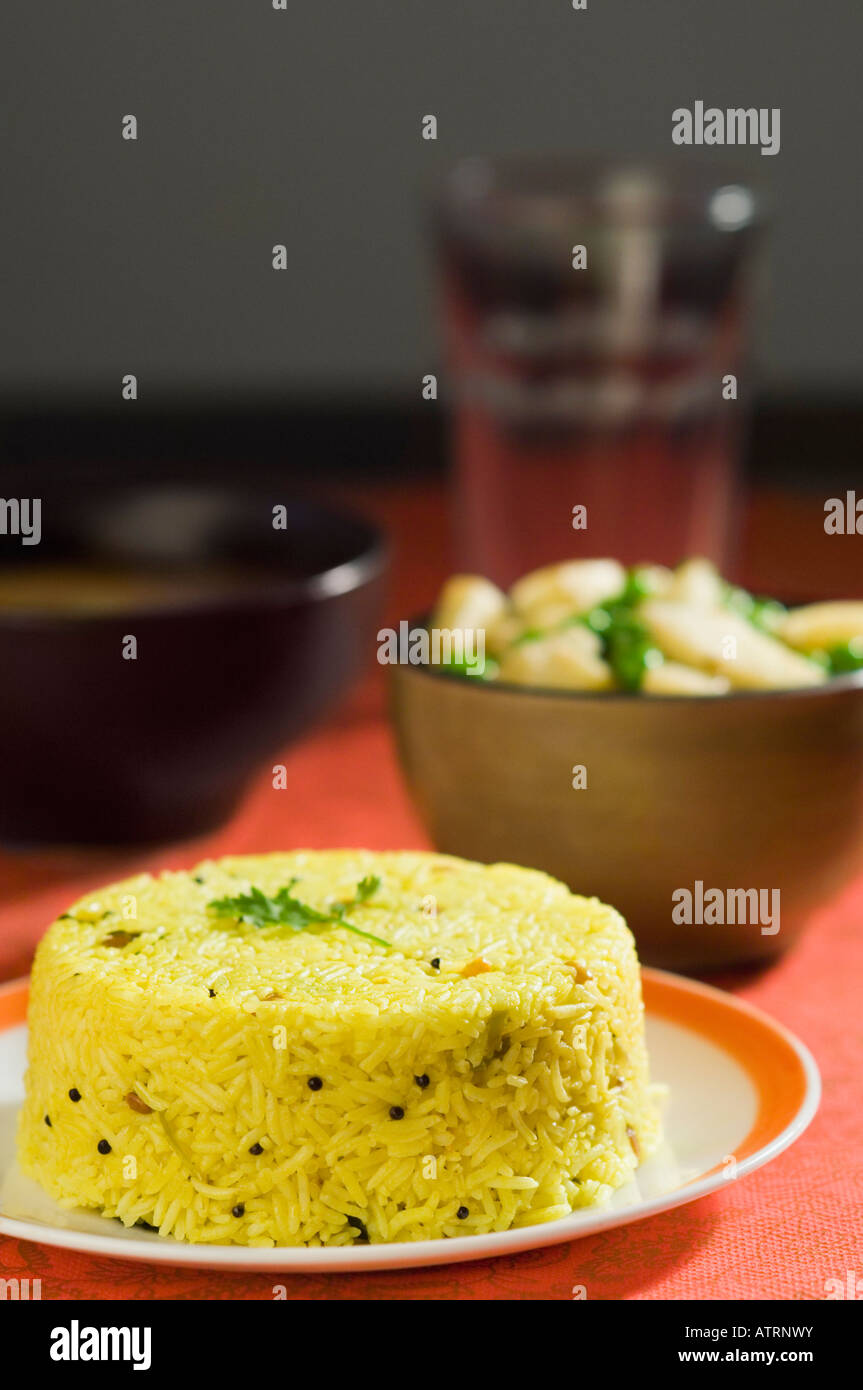Close-up of pulao in a plate Stock Photo - Alamy