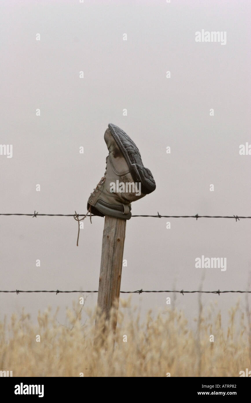 Boot on fence post hi-res stock photography and images - Alamy