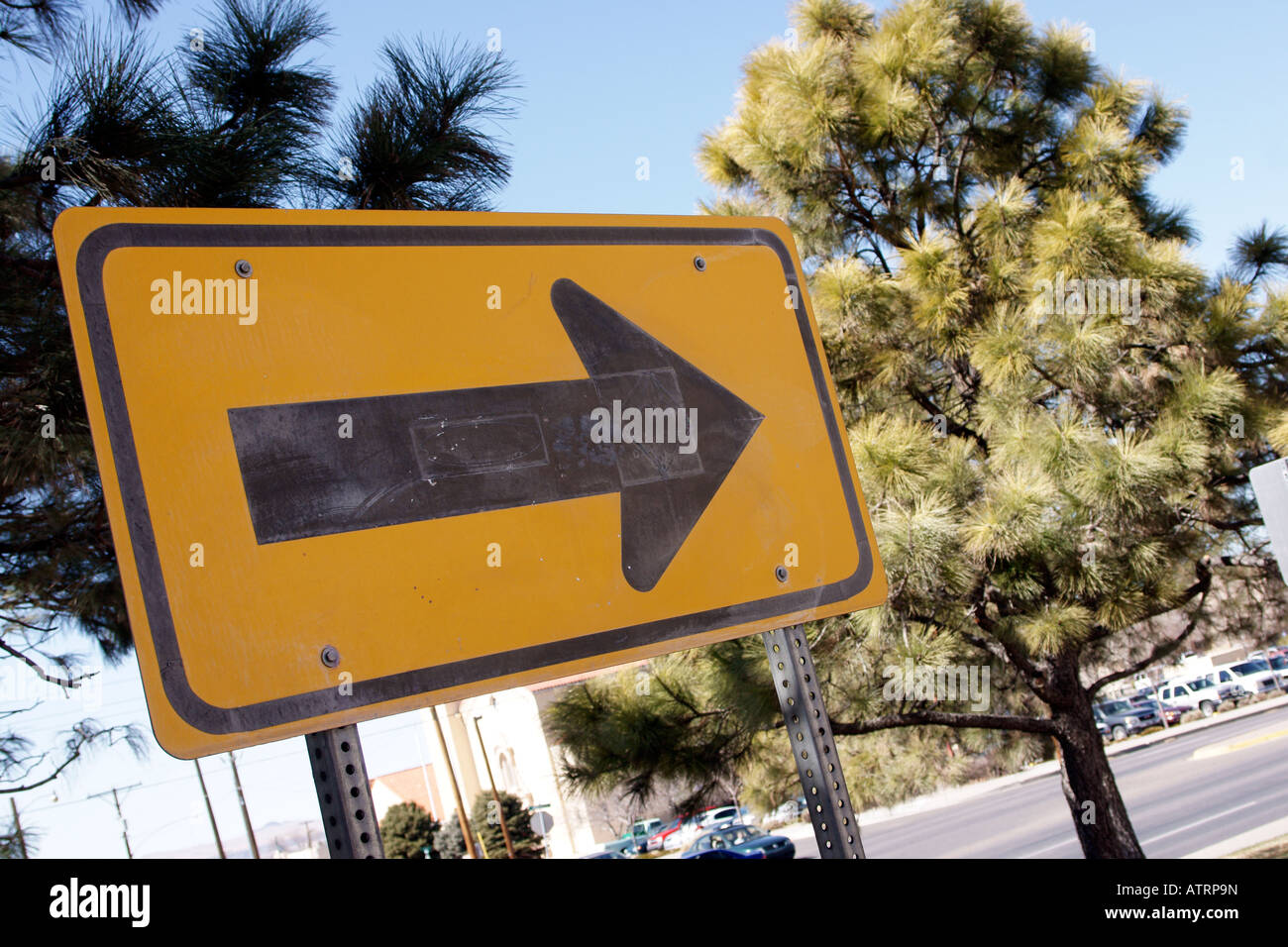Traffic sign arrow pointing right hi-res stock photography and images ...