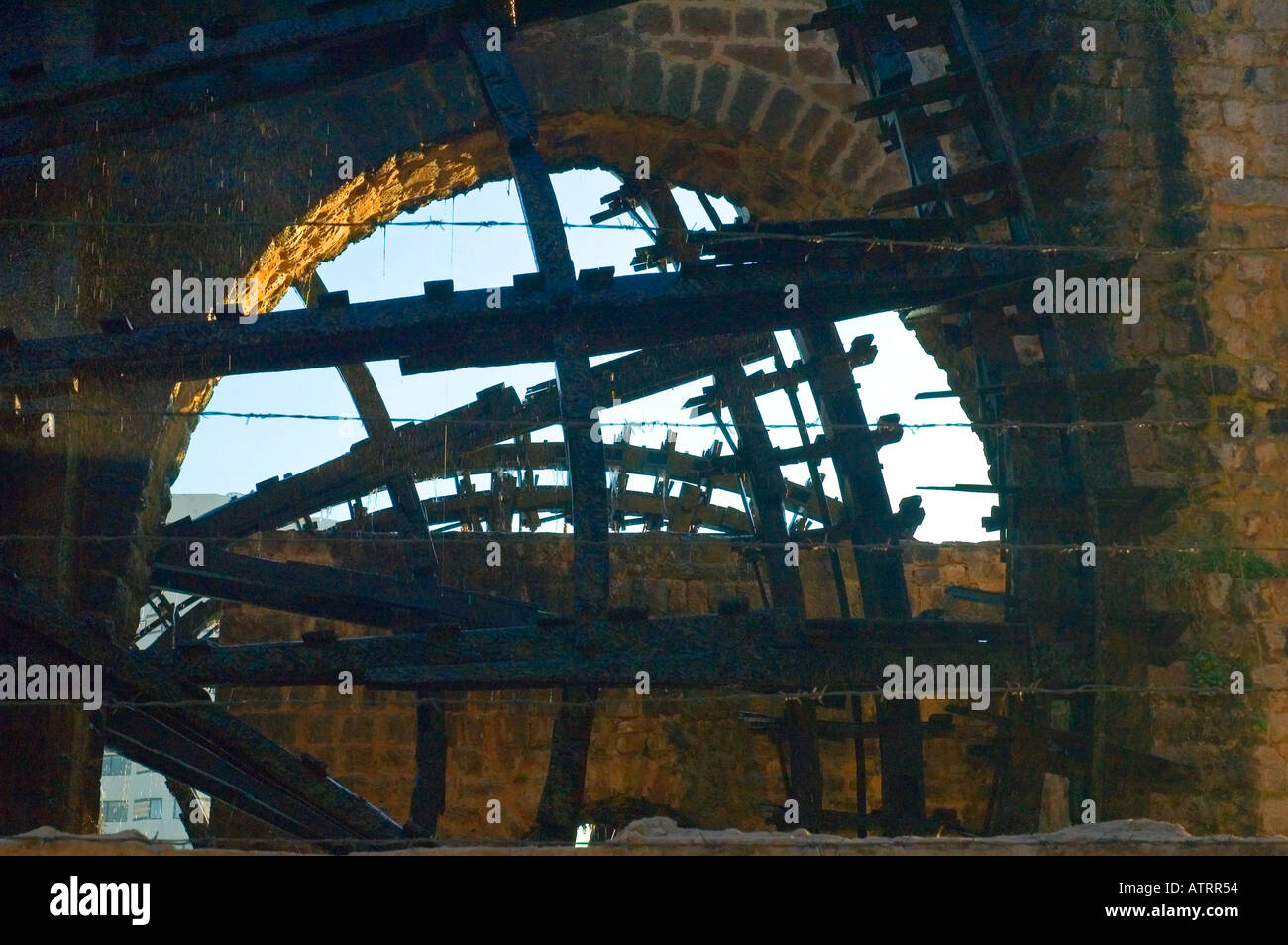 Giant wooden water wheel, Noria, on the Orontes River, Hama, Syria ...