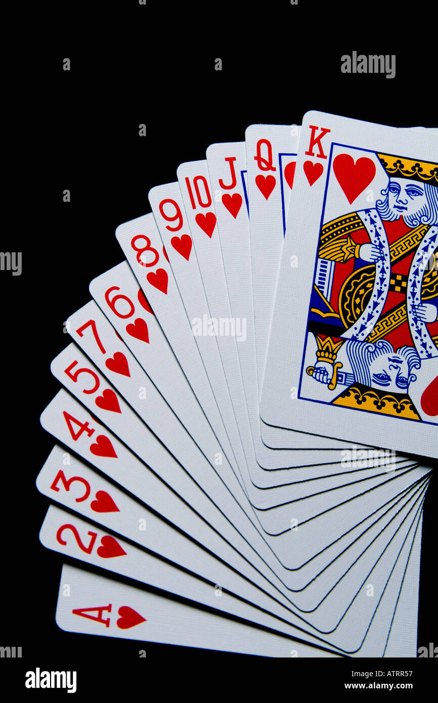 Playing cards showing entire suit of hearts Stock Photo - Alamy