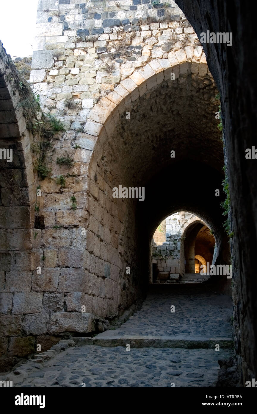 High vaulted gothic style arched ceilings and stone doorways, Crac des ...