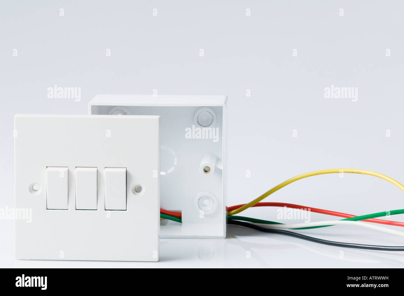 Close-up of a switchboard with a wire Stock Photo - Alamy